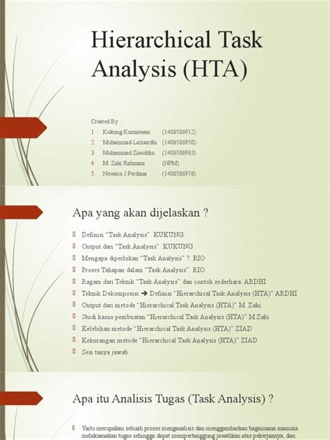 Hierarchical Task Analysis Hta Pdf