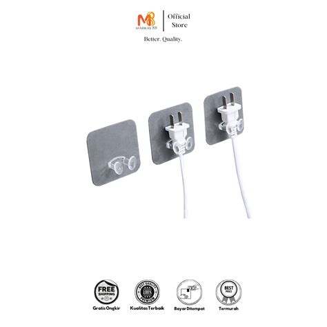 Jual MARKAS88 Tempelan Dinding Penyangga Kabel Hook Kabel Transparan Gantungan Kabel Cable