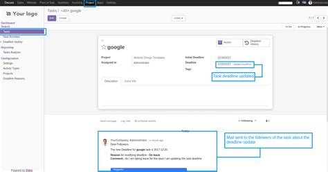 Odoo Task Deadline Manager Webkul