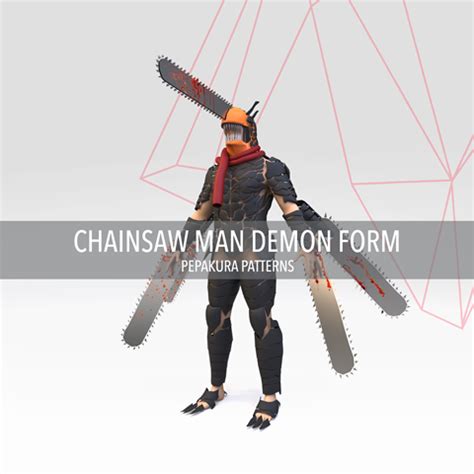 Chainsaw Man Demon Form Diy Cosplay Pepakura Foam Template Role