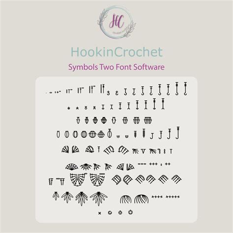 Hookincrochet Symbols Font Software Crochet Font Crochet Symbols