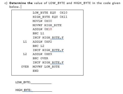 C Determine The Value Of Low Byte And High Byte In
