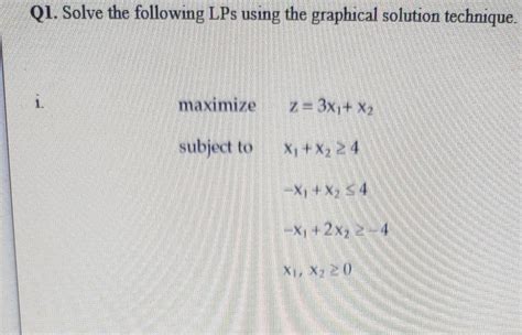 Solved Q Solve The Following LPs Using The Graphical Chegg