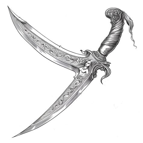 A Drawing Of A Dagger With A Long Blade On A White Background