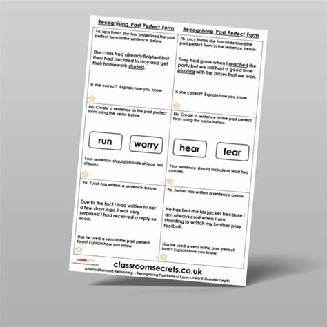 Year 5 Recognising Past Perfect Form Application And Reasoning Resource Classroom Secrets