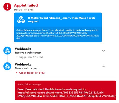 Error Error Aborted Unable To Make Web Request To Rifttt