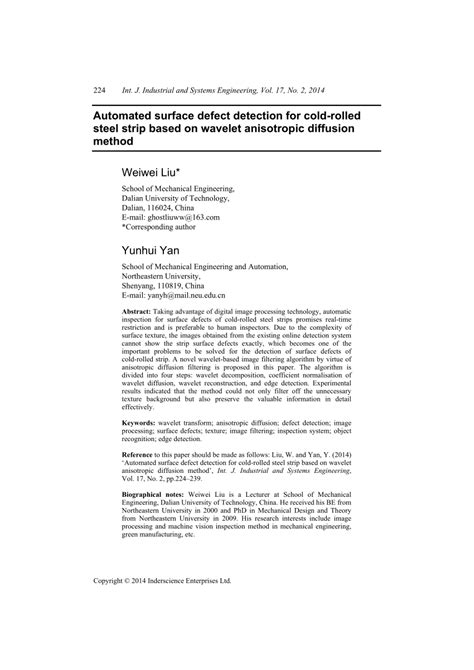 Pdf Automated Surface Defect Detection For Cold Rolled Steel Strip