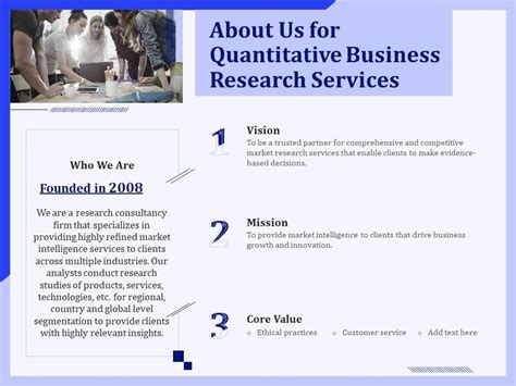 About Us For Quantitative Business Research Services Ppt Powerpoint Presentation Inspiration
