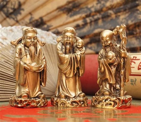 Фу лу шоу набор из трёх под бронзу — цена 696 грн в каталоге Статуэтки Купить товары для дома