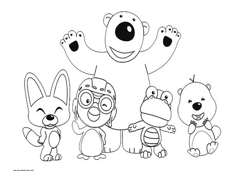 Poby The Bear With Pororo And Friends Pororo Coloring Pages