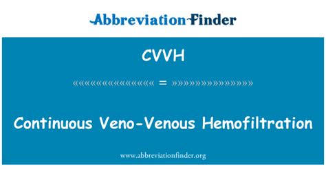CVVH significa Hemofiltração Veno venosa contínua Continuous Veno