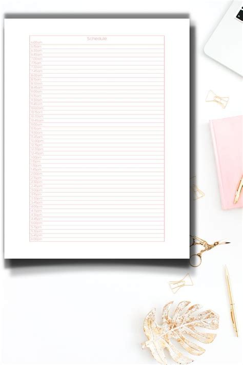 15 Minute Schedule Printable