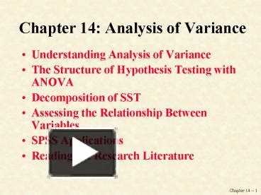 PPT Chapter Analysis Of Variance PowerPoint Presentation Free To Download Id C F NmNiM