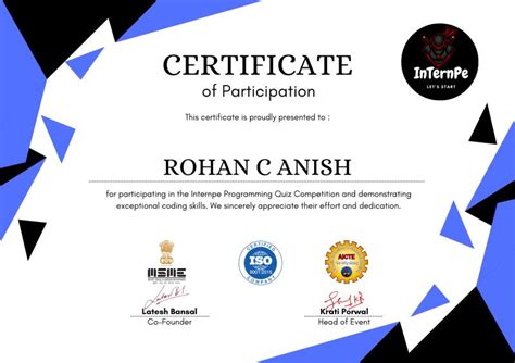 Rohan C Anish On Linkedin Programming Codingachievement Internpe