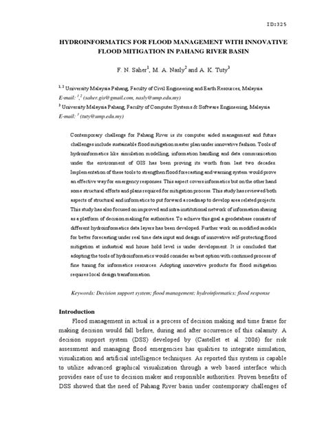 325 hydroinformatics for flood management with innovative flood