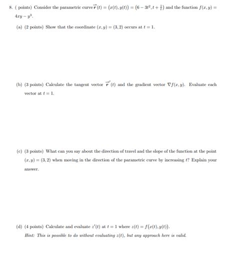 Solved Points Consider The Parametric Curve Chegg