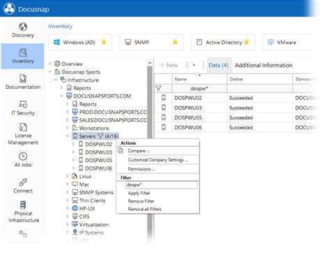 Filtering Docusnap Documentation Docusnap Docs