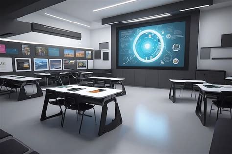 Premium Photo Futuristic Classroom With Augmented Reality