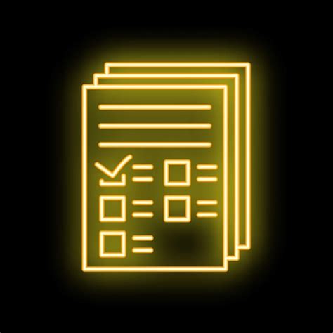 Premium Vector Neon Icon Of Survey Or Exam Papers With Checkmarks