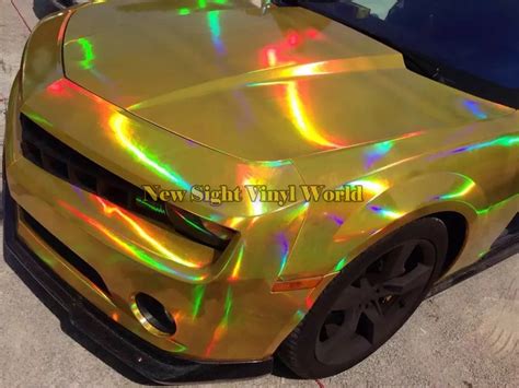 ₩524636에서 3 레이어 레인보우 골드 크롬 홀로그램 비닐 포장 레이저 홀로그램 필름 버블 무료 자동차 포장에 대 한 Dhgate