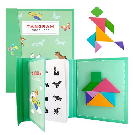 몬테소리 교육용 나무 소재 마그네틱 3d 퍼즐 장난감 어린이용 기하학적 모양 Tangram 직소 보드 인기 판매 Aliexpress