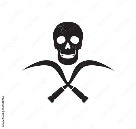 Skull Crossed Scythe Isolated On White Logo Icon Head Dead Danger