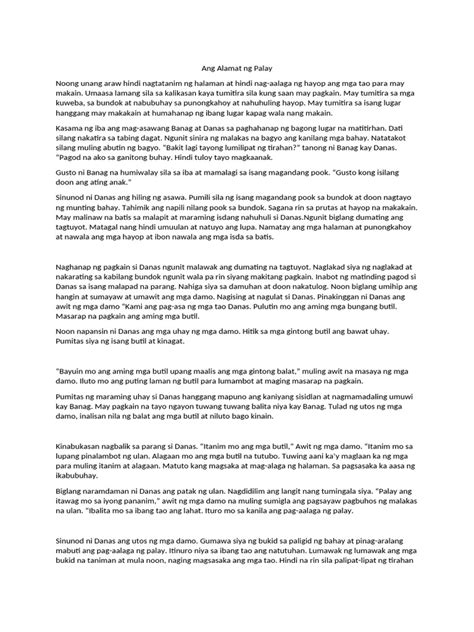 Ang Alamat Ng Palay Pdf