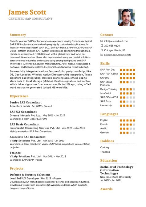 Certified Sap Consultant Resume Example In 2026 Resumekraft