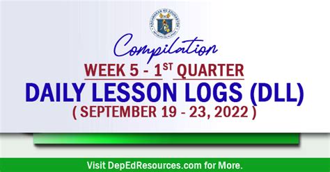 Week 5 1st Quarter Daily Lesson Log Sept 19 23 2022 Dll