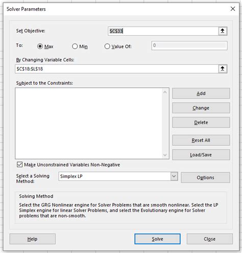 I Need Help Creating Constraints For My Excel Solver