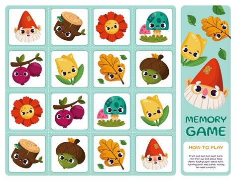 손으로 그린 메모리 게임 카드 무료 벡터