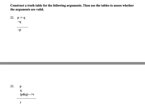 Construct A Truth Table For The Following Arguments