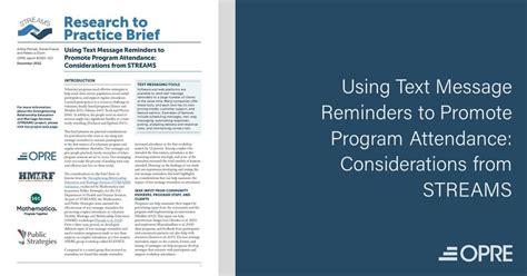 Using Text Message Reminders To Promote Program Attendance Considerations Public Strategies