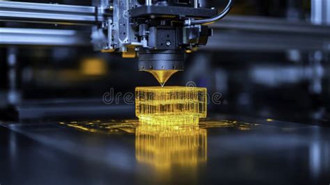 3d Printer Creating Glowing Object Futuristic Manufacturing Additive