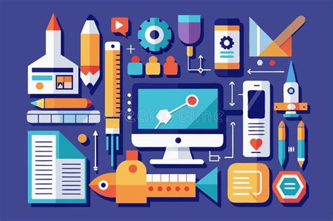 This Vibrant Workspace Showcases A Variety Of Customizable Design Tools Arranged Neatly