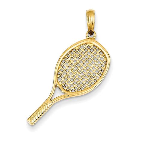 Beautiful 14k Solid Polished 3 D Tennis Racquet Pendant