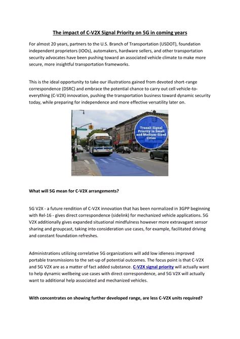 Ppt The Impact Of C V2x Signal Priority On 5g In Coming Years