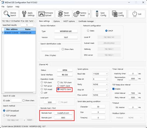 Connecting Wiznet W55rp20 S2e To Adafruit Io For Iot Applications