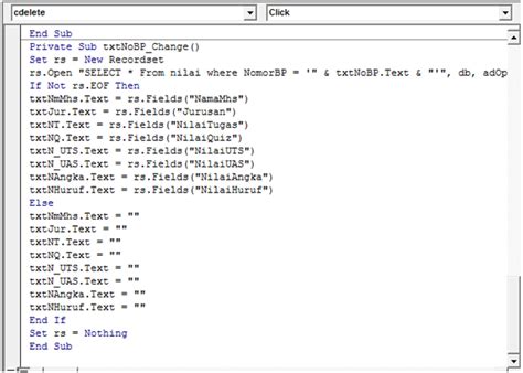 Seputar Tugas Sintak Simpan Hapus Edit Dan Delete Pada Vb 60