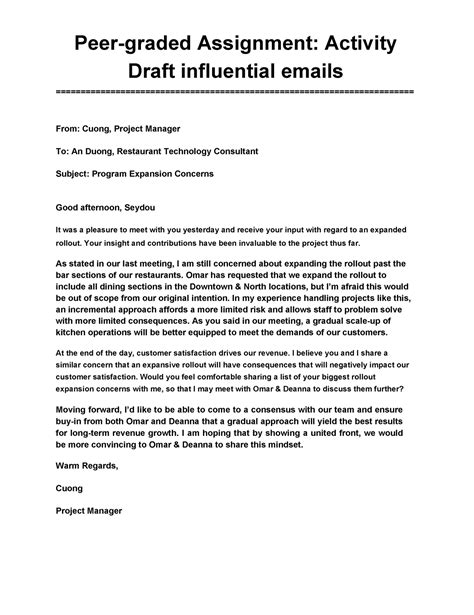 Email Doc Peer Graded Assignment Activity Draft Influential Emails