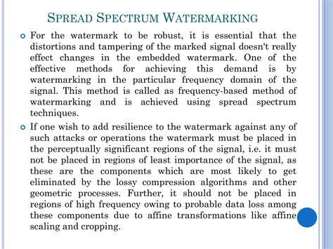 Spread Spectrum Watermarking Seminar Ppt