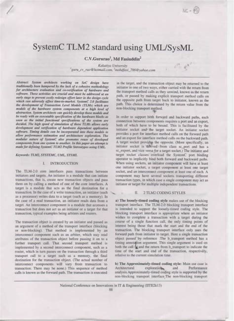 Pdf Systemc Tlm2 Standard Using Umlsysml