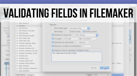 Validating Fields User Entry In Filemaker Filemaker Video Training
