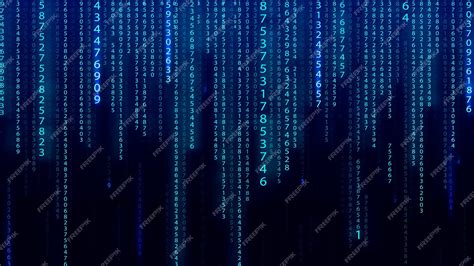 Premium Vector Blue Matrix Background Falling Numbers On Screen Technology Stream Binary Code