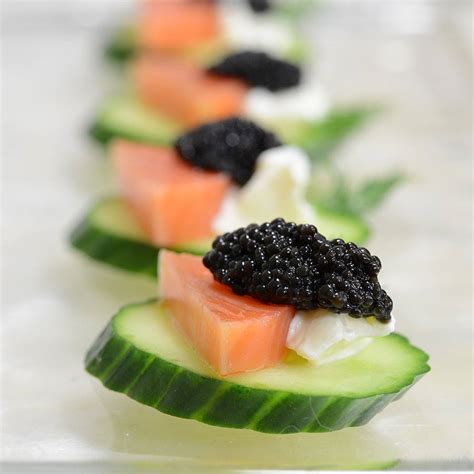 Smoked Salmon And Caviar Cucumber Canapes Recipe Gourmet Food Store