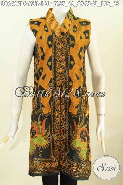 Busana Batik Terusan Model Tanpa Lengan Baju Batik Klasik Sinaran Proses Print Colet Buatan
