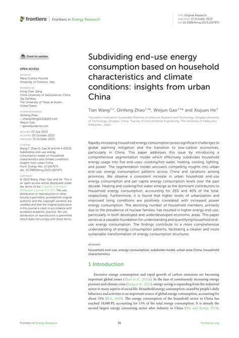 Pdf Subdividing End Use Energy Consumption Based On Household Characteristics And Climate