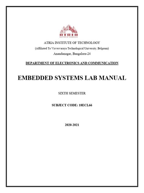 Embedded Systems Lab Manual Atria Institute Of Technology Anandanagar