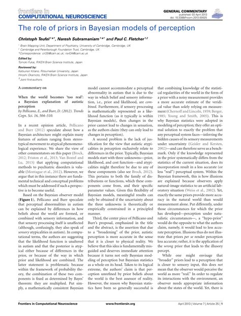 PDF The Role Of Priors In Bayesian Models Of Perception