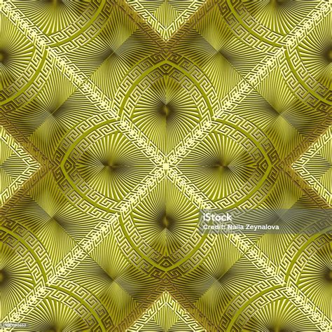 3d 골드 방사형 기하학적 그리스 완벽 한 패턴입니다 장식 Abst 0명에 대한 스톡 벡터 아트 및 기타 이미지 0명 금